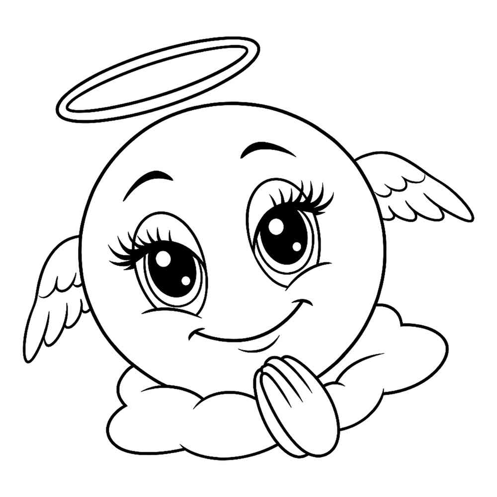 Раскраска Смайлик ангел | распечатать раскраски для детей