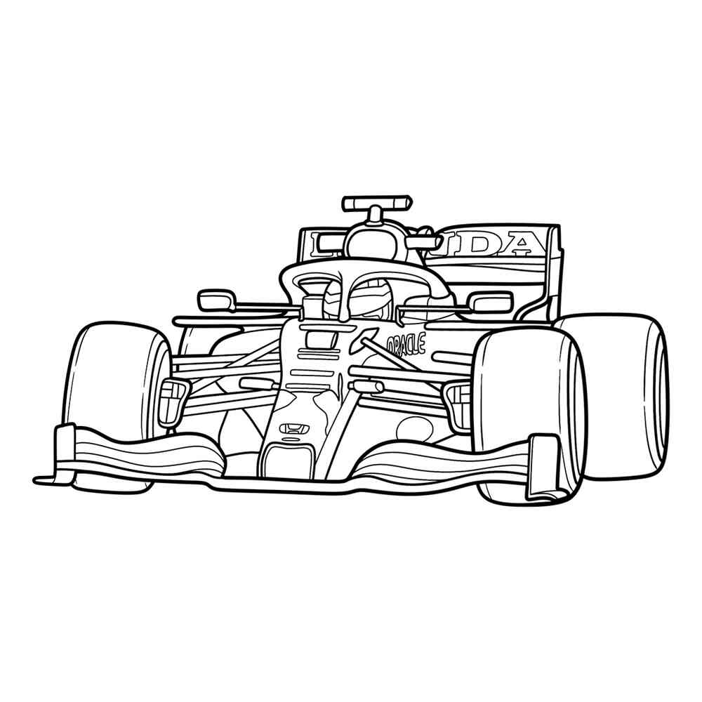 Раскраска Простой гоночный болид Red Bull | распечатать раскраски для детей