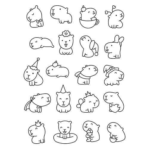 Раскраски Капибара | коллекция раскрасок для детей