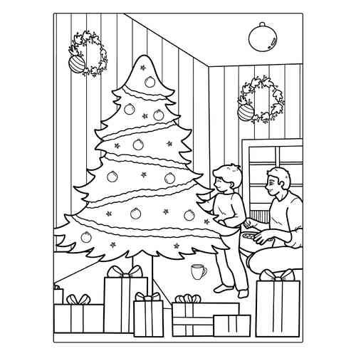Раскраска: новогодняя елка и рождественская елка