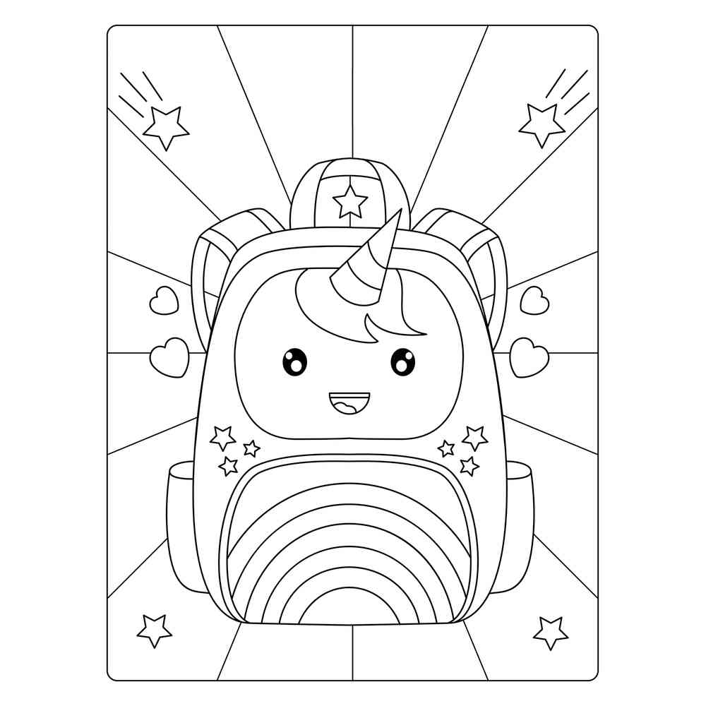 Раскраска Школьный рюкзак единорог распечатать или скачать