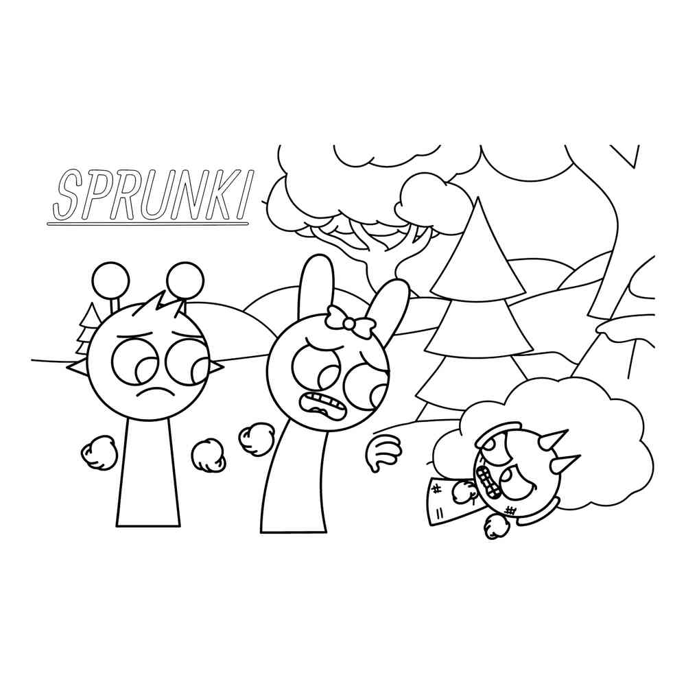 Раскраска Спрунки Саймон, Пинки и Дёрпл | распечатать раскраски для детей
