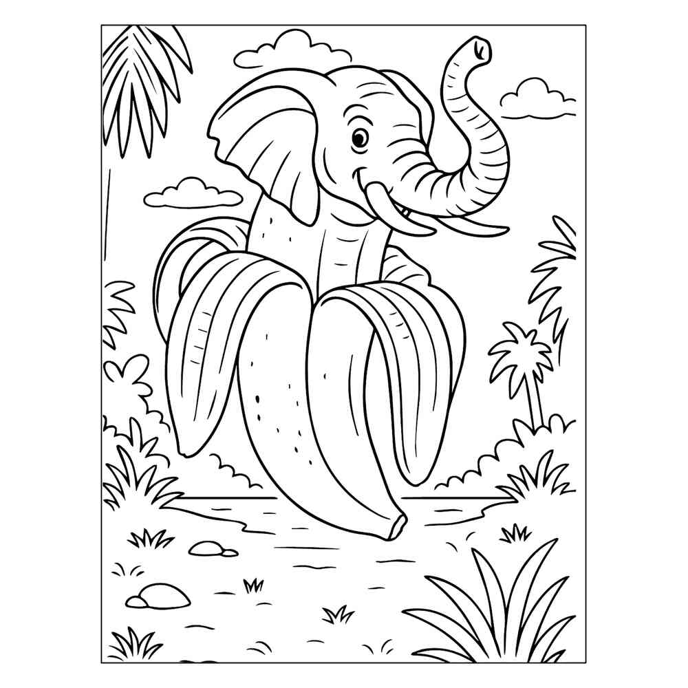 Раскраска Элефантучи Бананучи | распечатать раскраски для детей