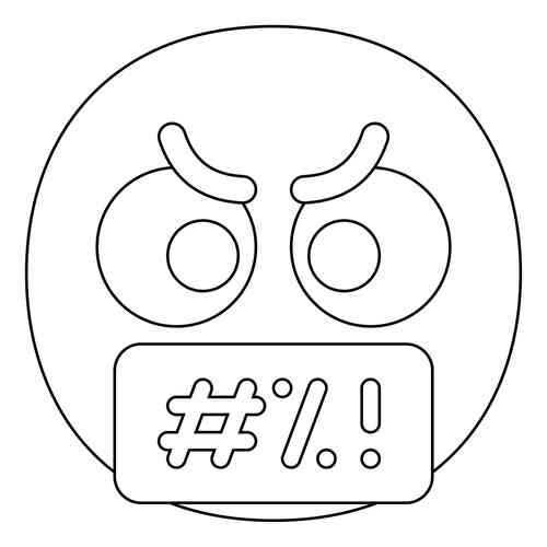 Раскраска Смайлик с раскосым ртом | распечатать раскраски для детей