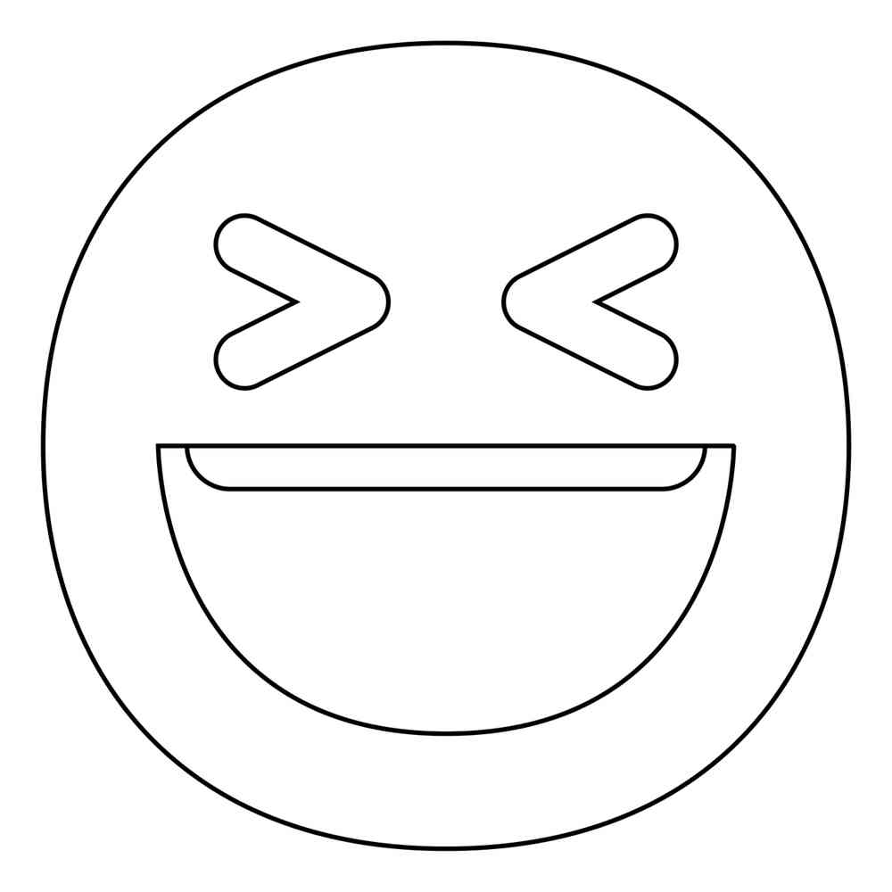 Раскраска Улыбающийся прищуренный смайлик | распечатать раскраски для детей