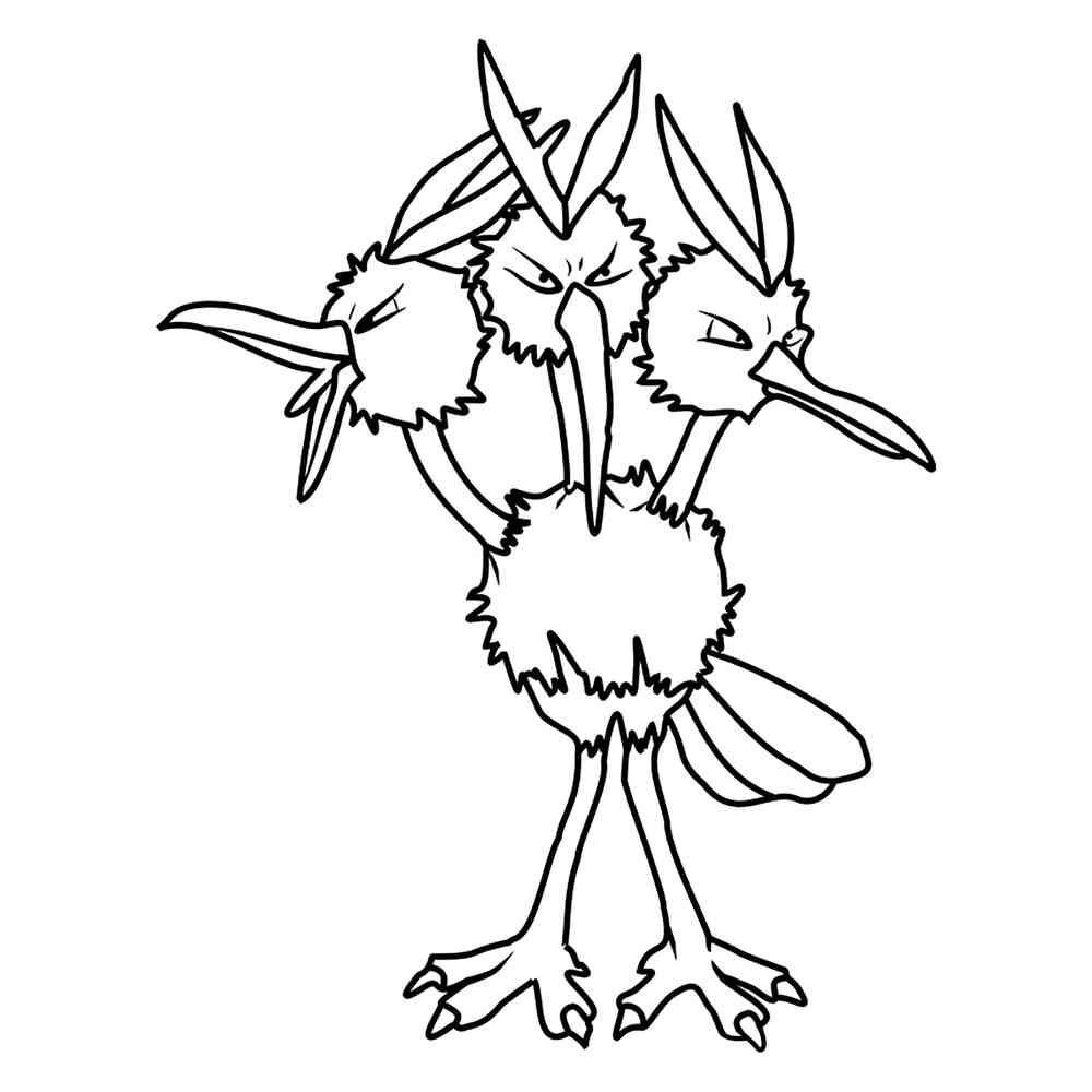 Раскраска Покемон Додрио #0085 распечатать или скачать
