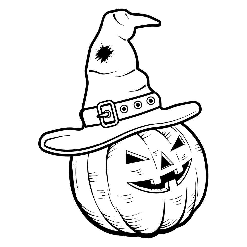Раскраска Тыква в шляпе распечатать или скачать