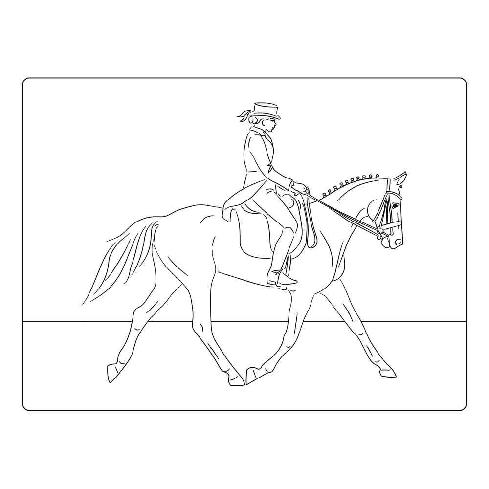 Раскраска Элегантная леди на лошади распечатать или скачать