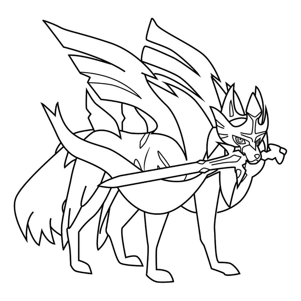 Раскраска Легендарный покемон Зэйшиан #0888 распечатать или скачать