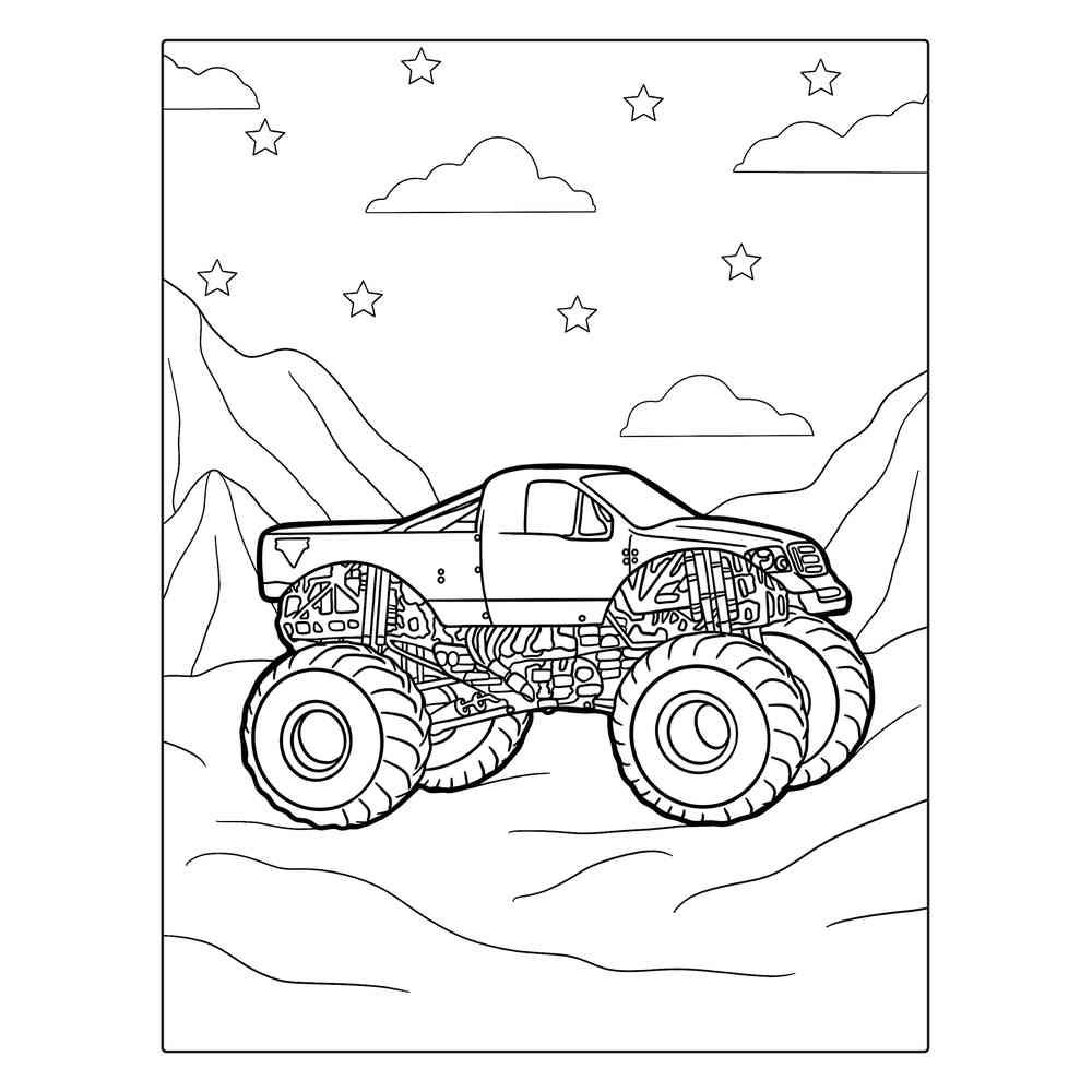 Раскраска Монстр Трак Голубой гром | распечатать раскраски для детей