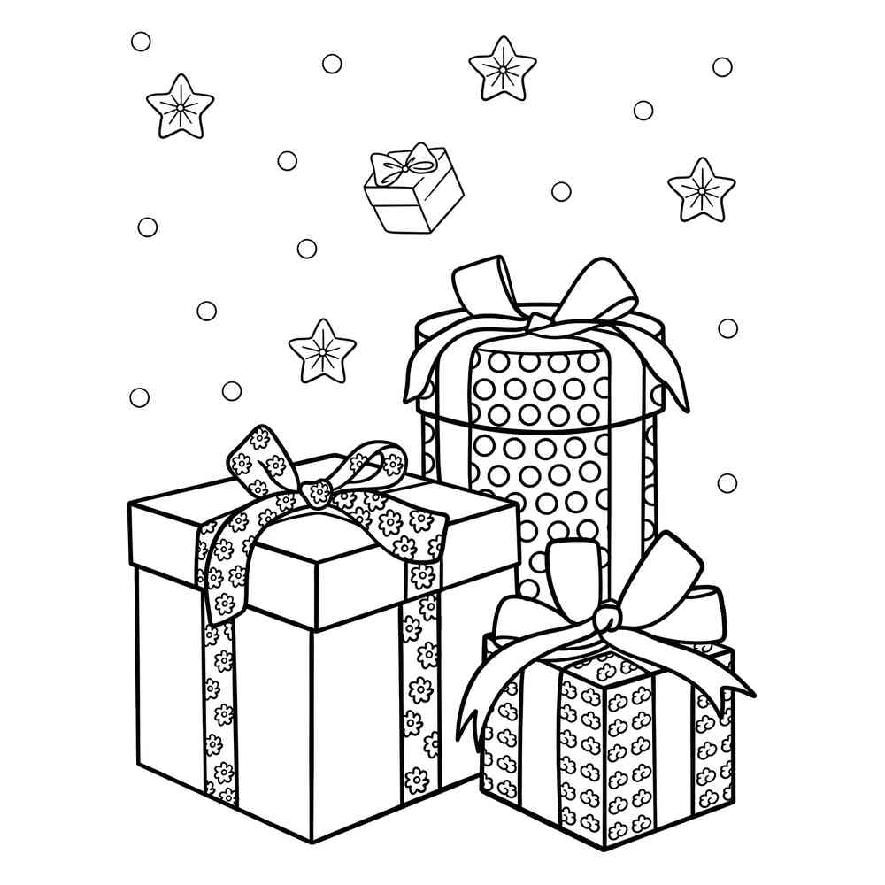 Раскраска Новогодние подарки распечатать или скачать