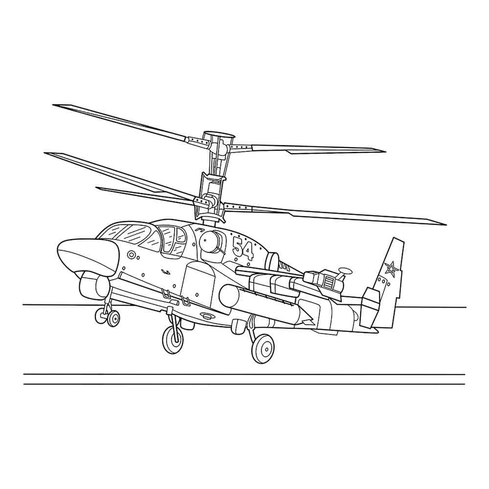 Раскраска Военный вертолёт с соосными винтами | распечатать раскраски ...