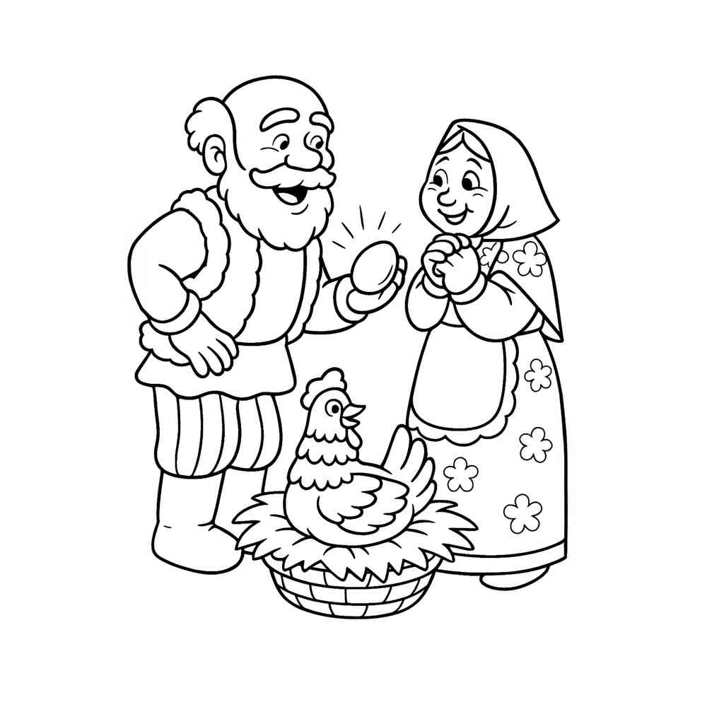 Раскраска Курочка Ряба снесла золотое яйцо | распечатать раскраски для ...