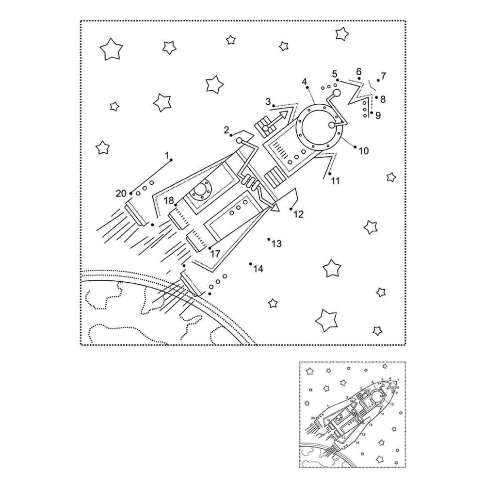 Раскраска Космос по точкам распечатать или скачать