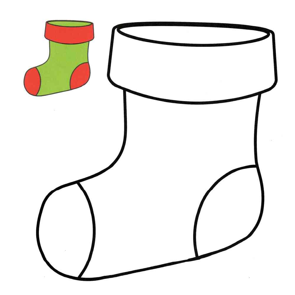 Раскраска Носок для малышей с цветным образцом распечатать или скачать